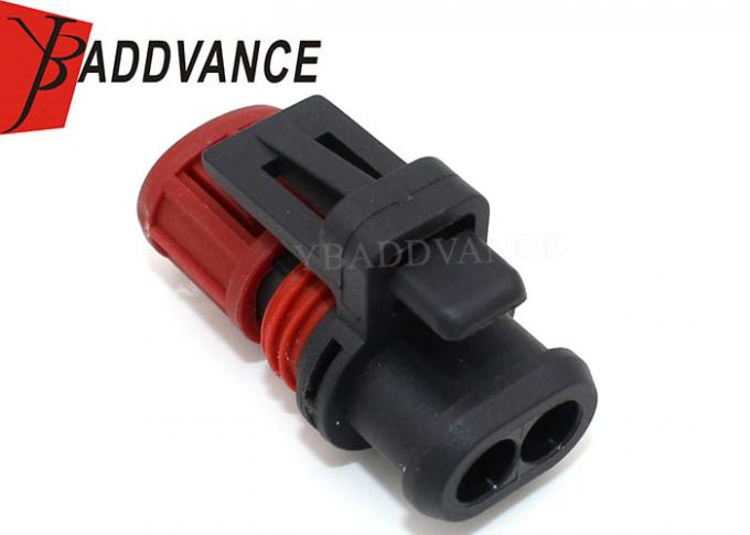 Black 2 Pin Tyco AMP Connectors 1337245-3 Diesel Fuel Injector Connector